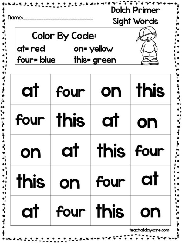 13 Printable Color the Dolch Primer Sight Words Wo | Made By Teachers