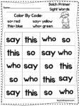 13 Printable Color the Dolch Primer Sight Words Wo - Made By Teachers