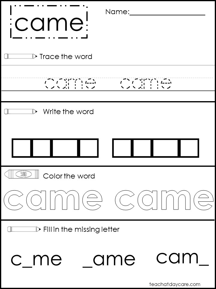 52 Printable Dolch Primer Word Work Worksheets. - Made By Teachers