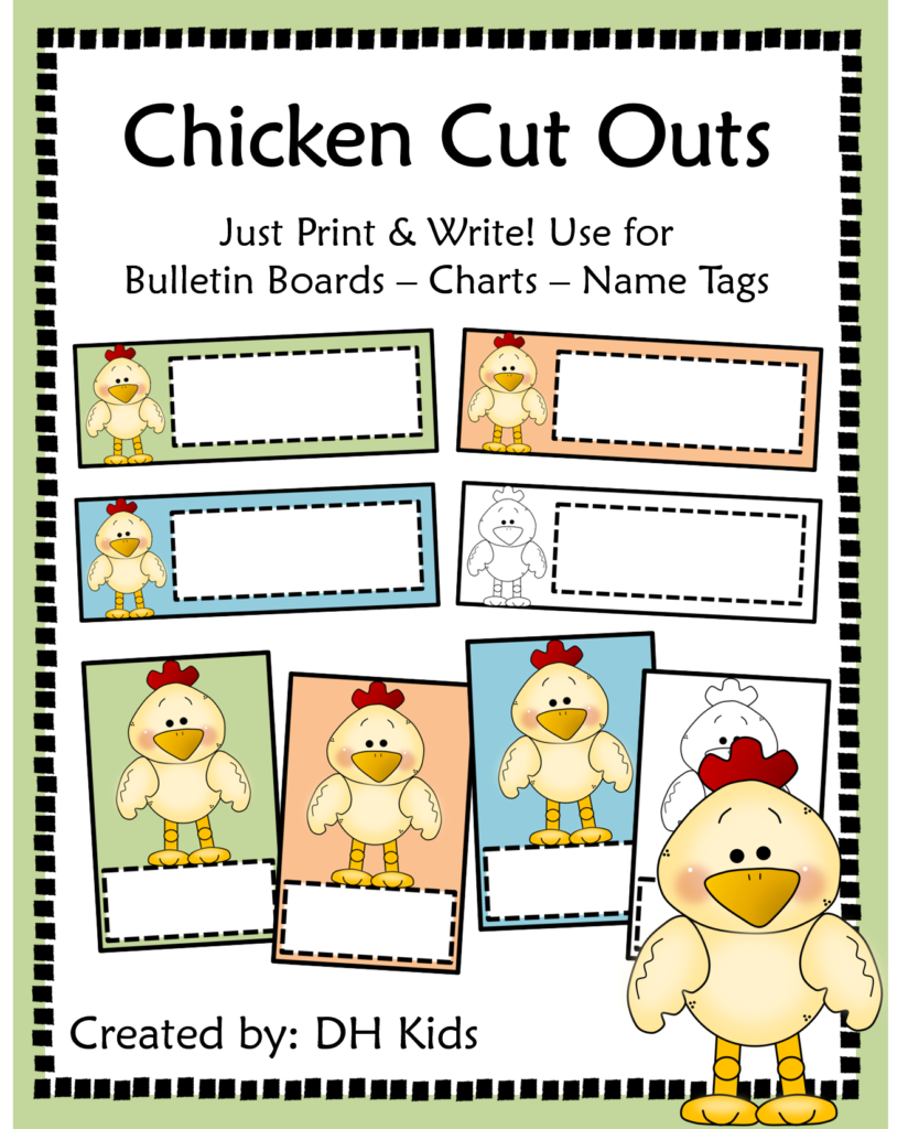 Chicken Cut Outs - Farm Name Labels - Name Tags - Made By Teachers