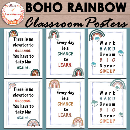 Boho Rainbow Classroom Inspirational Posters | Made By Teachers
