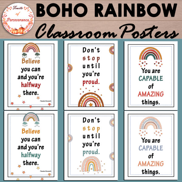 Boho Rainbow Classroom Inspirational Posters - Made By Teachers