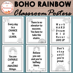 Boho Rainbow Classroom Inspirational Posters - Made By Teachers