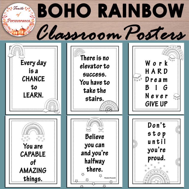 Boho Rainbow Classroom Inspirational Posters | Made By Teachers