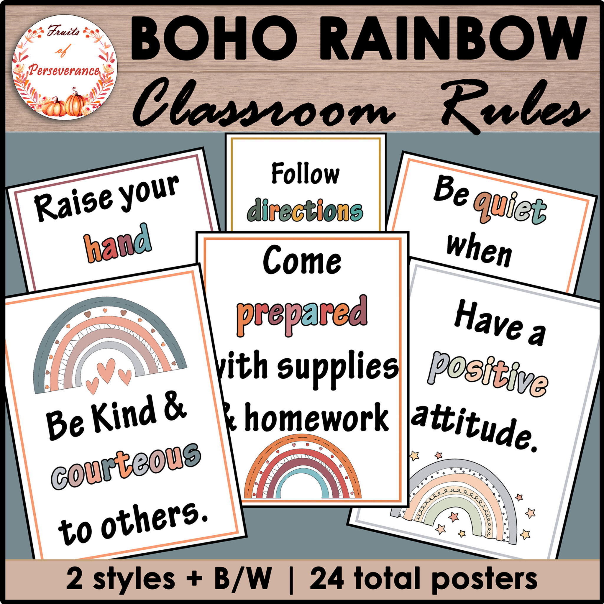 Boho Rainbow Classroom Decor Bundle Back to School - Made By Teachers