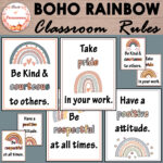 Boho Rainbow Classroom Rules and Expectations - Made By Teachers