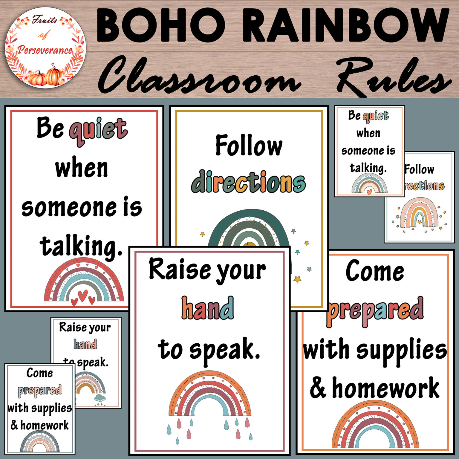 Boho Rainbow Classroom Rules and Expectations | Made By Teachers