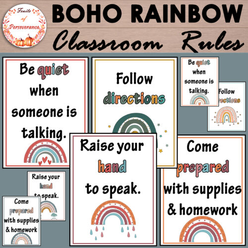 Boho Rainbow Classroom Rules and Expectations | Made By Teachers