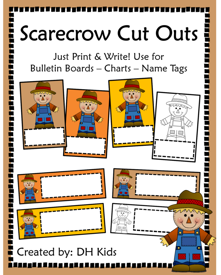 Fall Cut Outs - Scarecrow Name Labels - Name Tags - Made By Teachers
