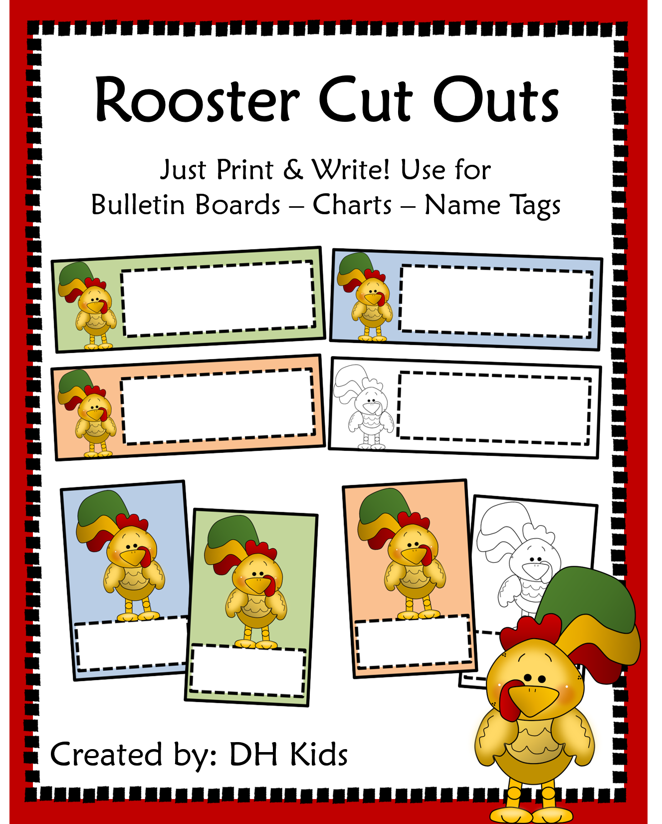 Rooster Cut Outs - Farm Name Labels - Name Tags | Made By Teachers