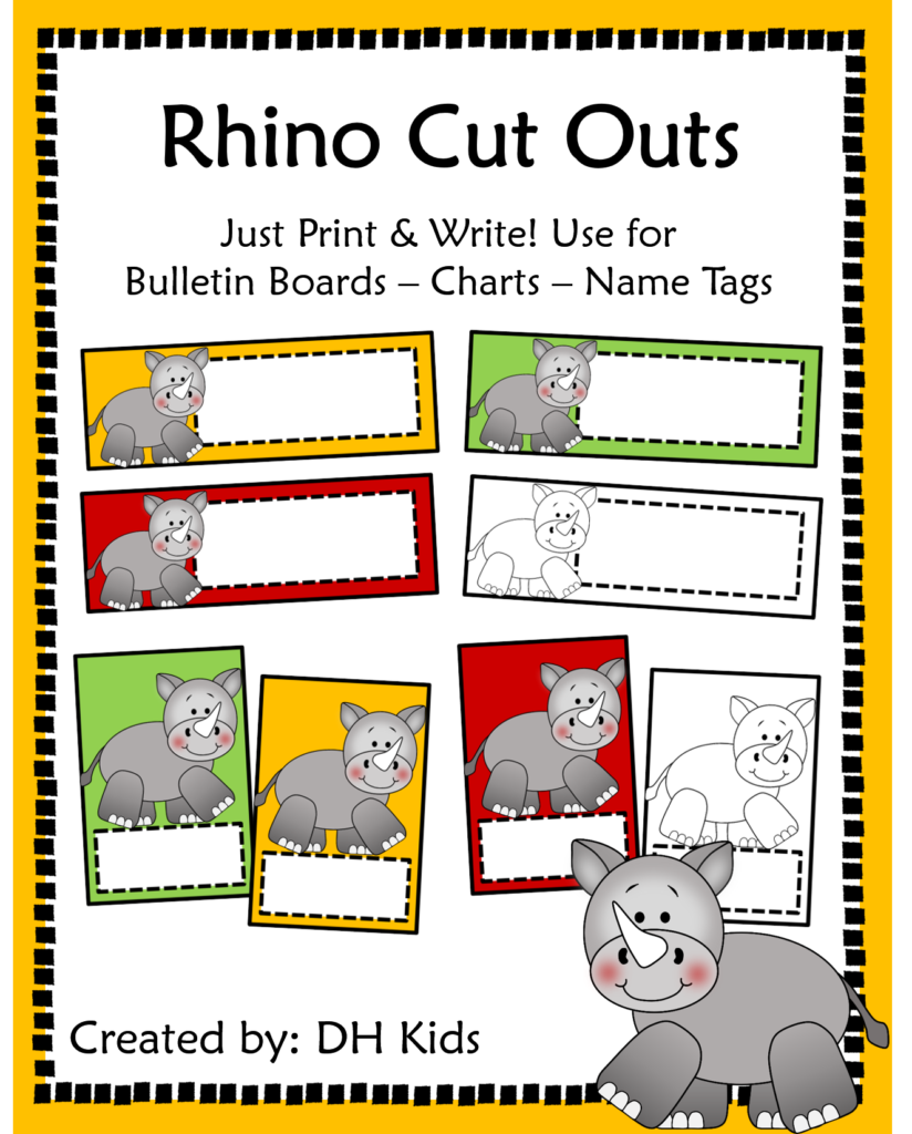 Rhino Cut Outs - Rhinoceros Name Tags | Made By Teachers