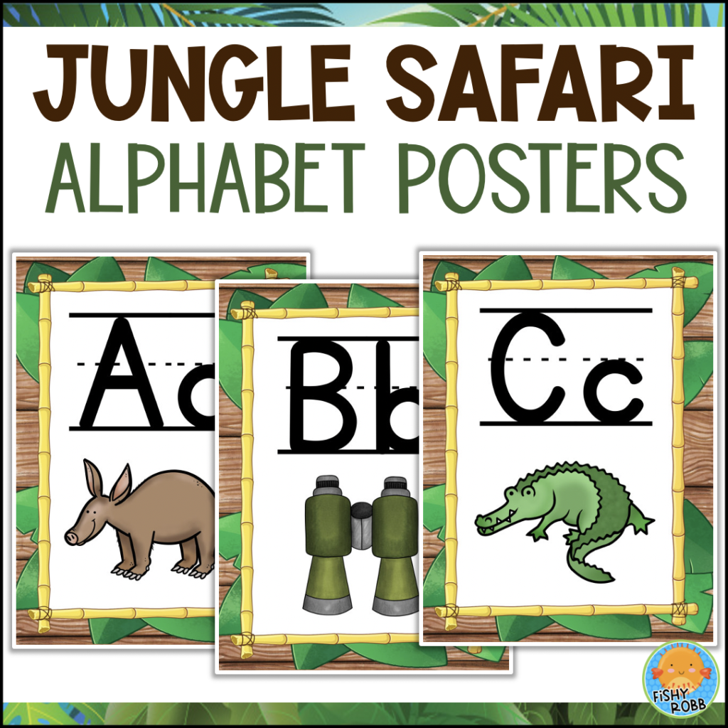 Alphabet Posters Jungle Safari Wild Animals Theme - Made By Teachers