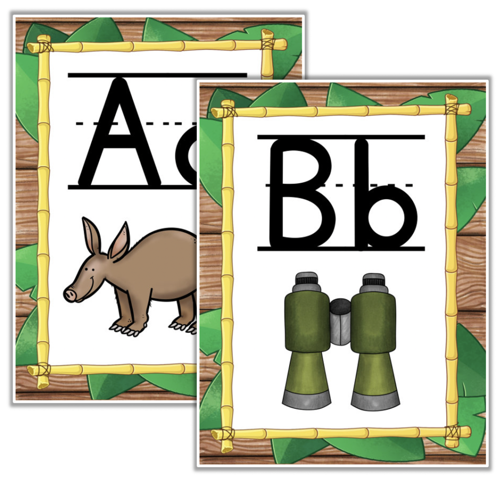 Alphabet Posters Jungle Safari Wild Animals Theme - Made By Teachers