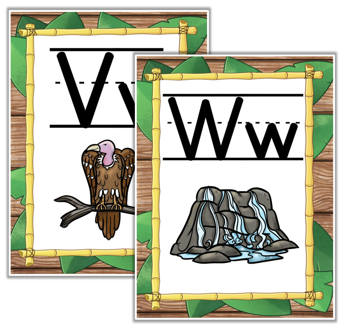 Alphabet Posters Jungle Safari Wild Animals Theme - Made By Teachers