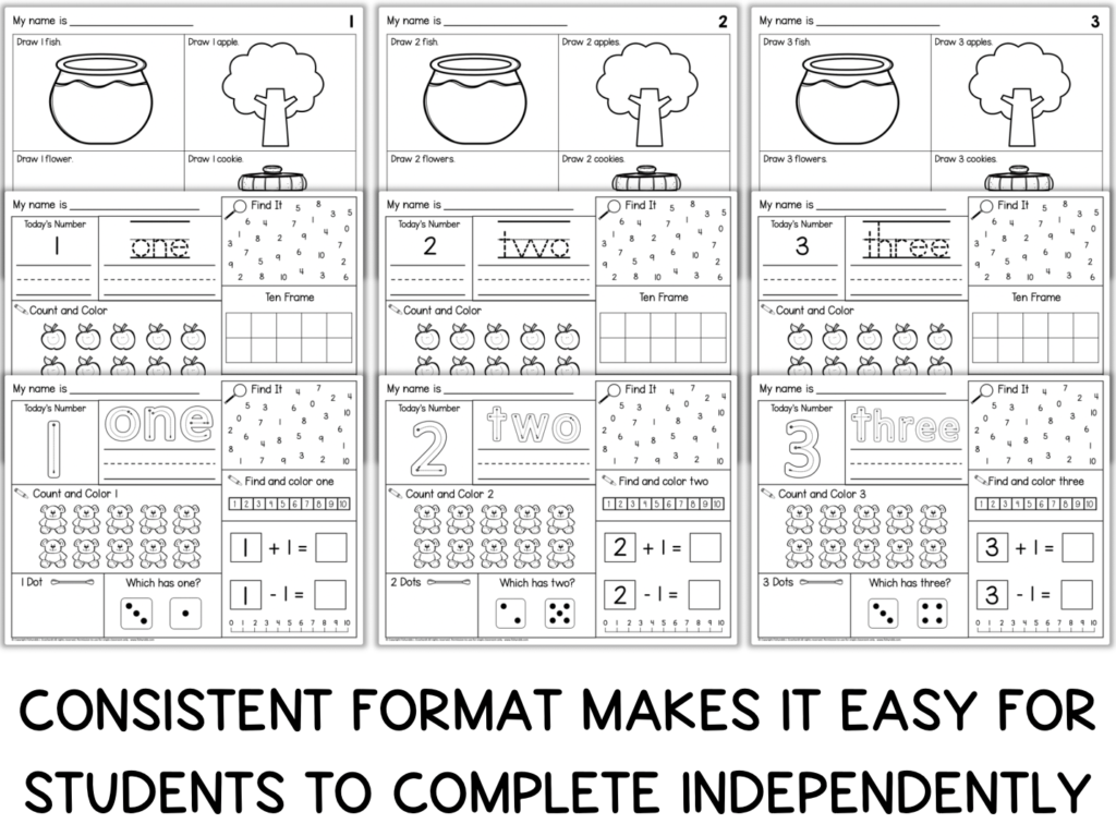 Kindergarten Number of the Day Worksheets 1 to 20 - Made By Teachers