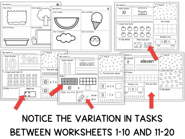 Kindergarten Number of the Day Worksheets 1 to 20 - Made By Teachers