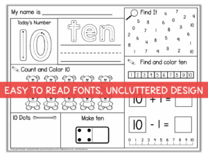Kindergarten Number of the Day Worksheets 1 to 20 - Made By Teachers