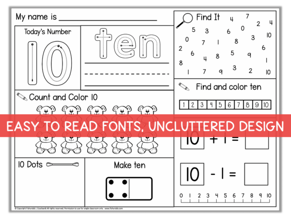 Kindergarten Number of the Day Worksheets 1 to 20 - Made By Teachers