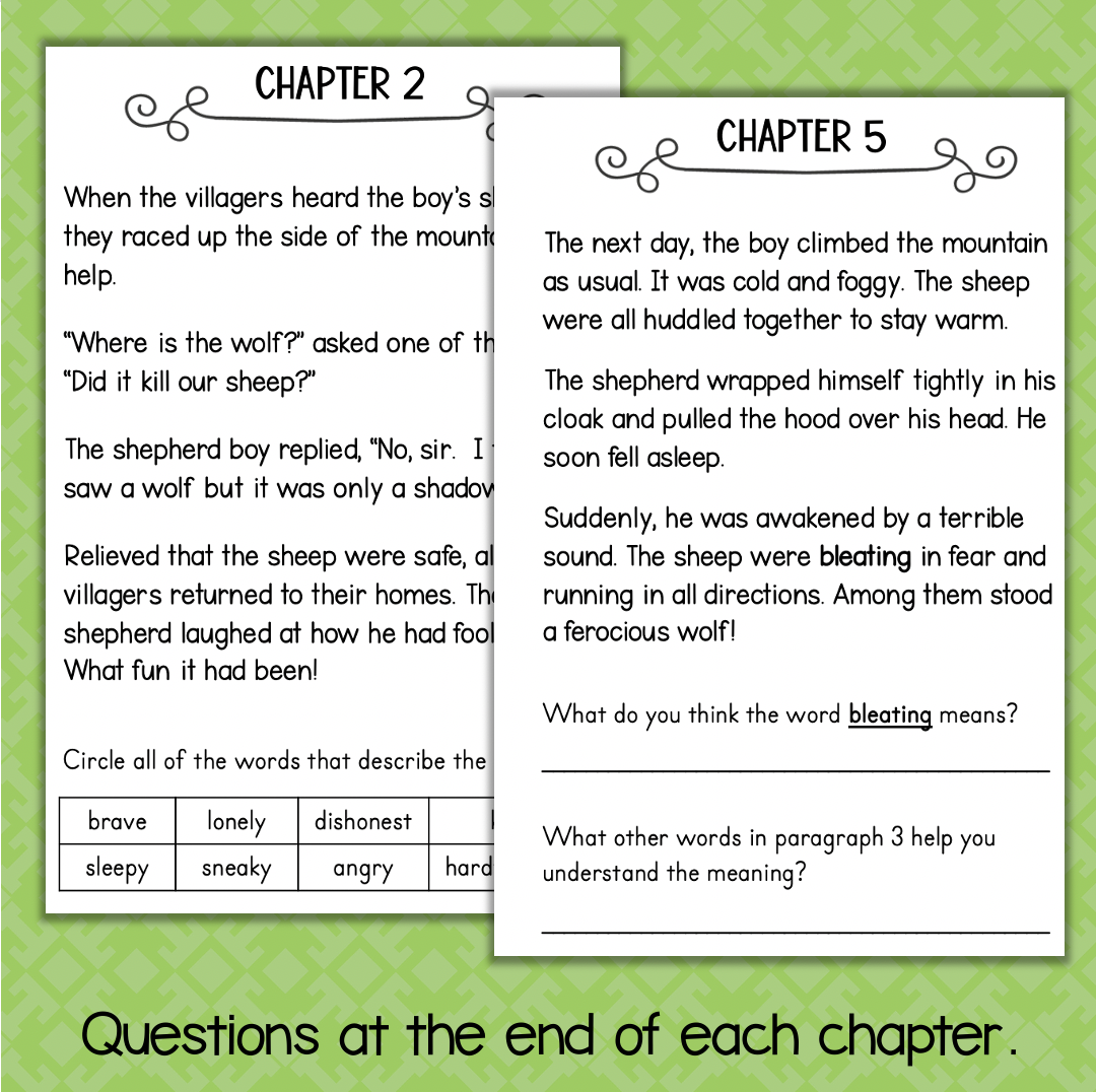Aesops Fables THE BOY WHO CRIED WOLF Comprehension - Made By Teachers