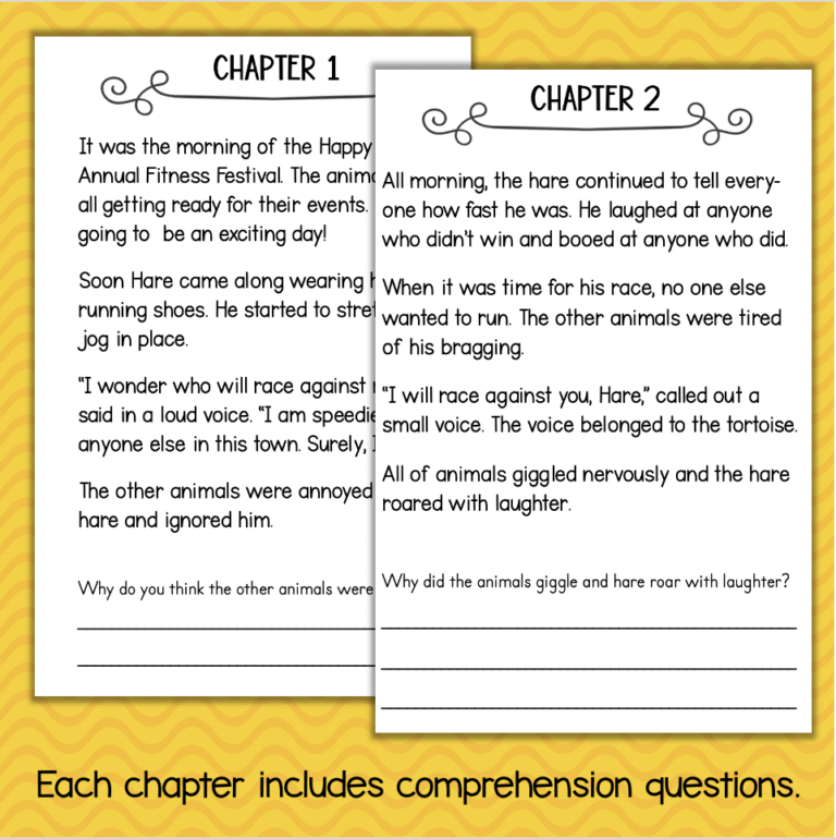 Aesops Fable The Tortoise & The Hare Comprehension | Made By Teachers