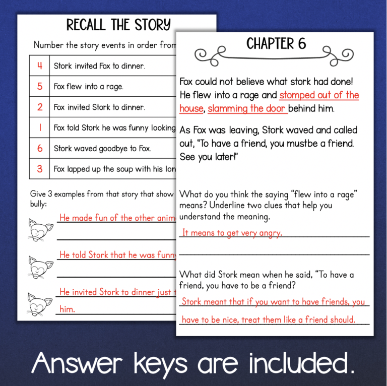 Aesops Fable THE FOX AND THE STORK Comprehension - Made By Teachers