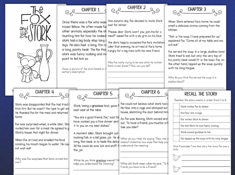 Aesops Fable THE FOX AND THE STORK Comprehension - Made By Teachers