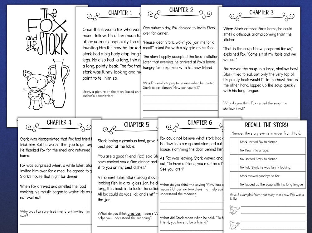 Aesops Fable THE FOX AND THE STORK Comprehension - Made By Teachers