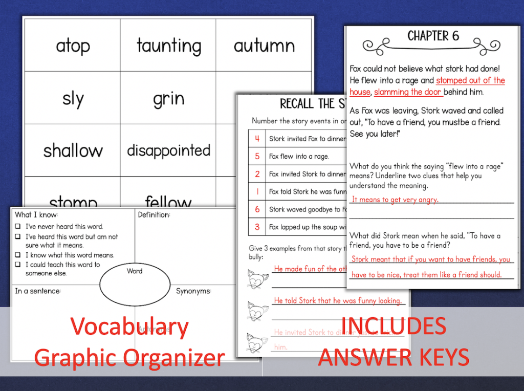 Aesops Fable THE FOX AND THE STORK Comprehension - Made By Teachers
