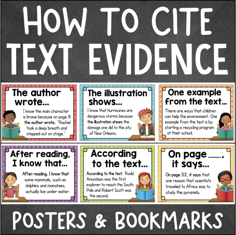 CITING TEXT EVIDENCE Posters Bookmarks | Made By Teachers