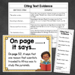 CITING TEXT EVIDENCE Posters Bookmarks | Made By Teachers