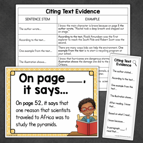 CITING TEXT EVIDENCE Posters Bookmarks | Made By Teachers