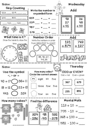 2nd Grade Math Homework - Winter - Made By Teachers