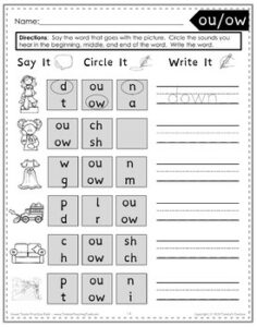 Vowel Team Diphthong OU OW Spelling - Made By Teachers