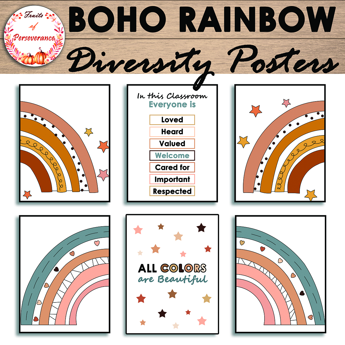Diversity and Inclusion Boho Rainbow Posters | Made By Teachers