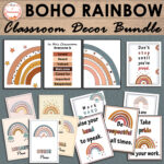 Boho Rainbow Classroom Decor Bundle Back to School - Made By Teachers