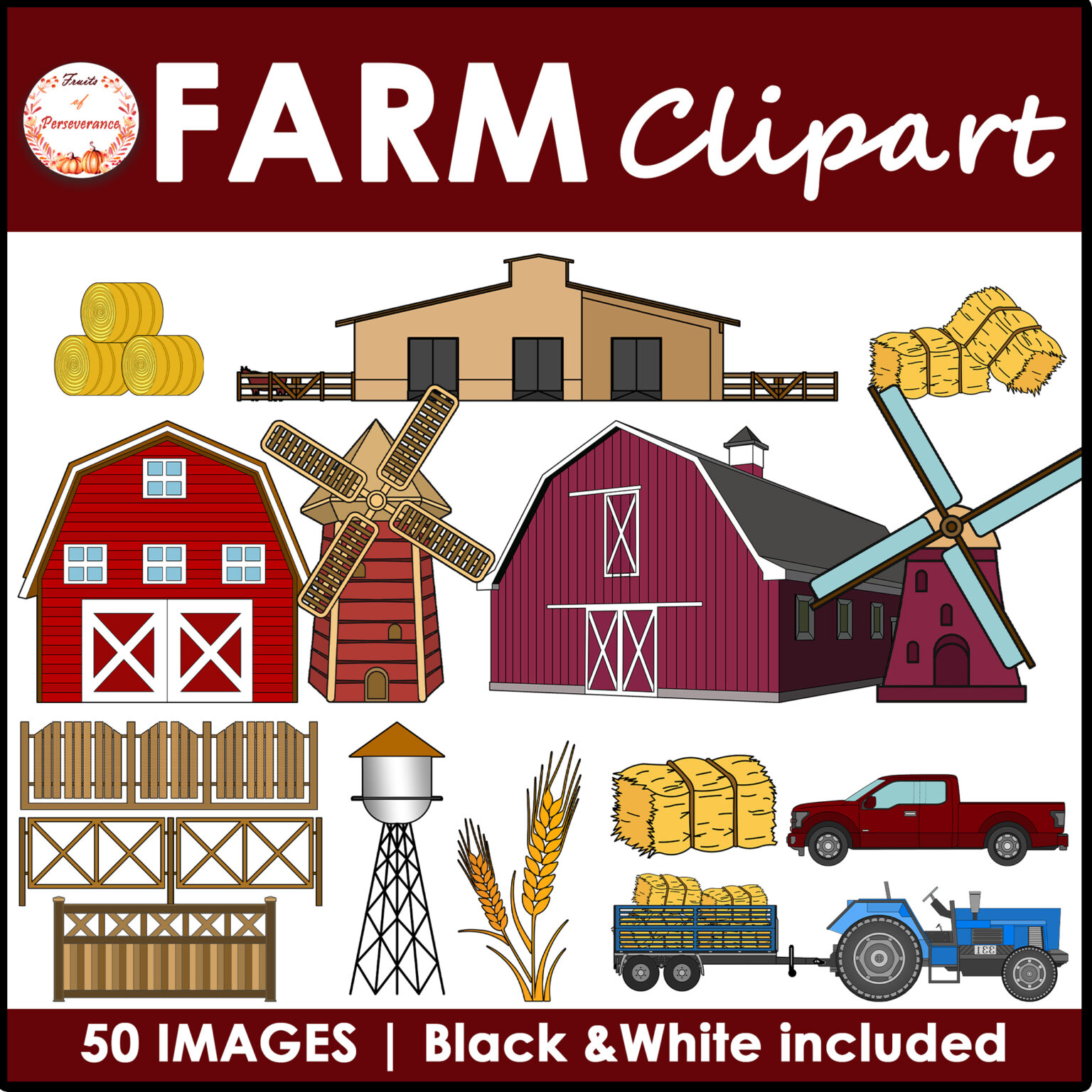Farm Clipart Buildings and Vehicles | Made By Teachers