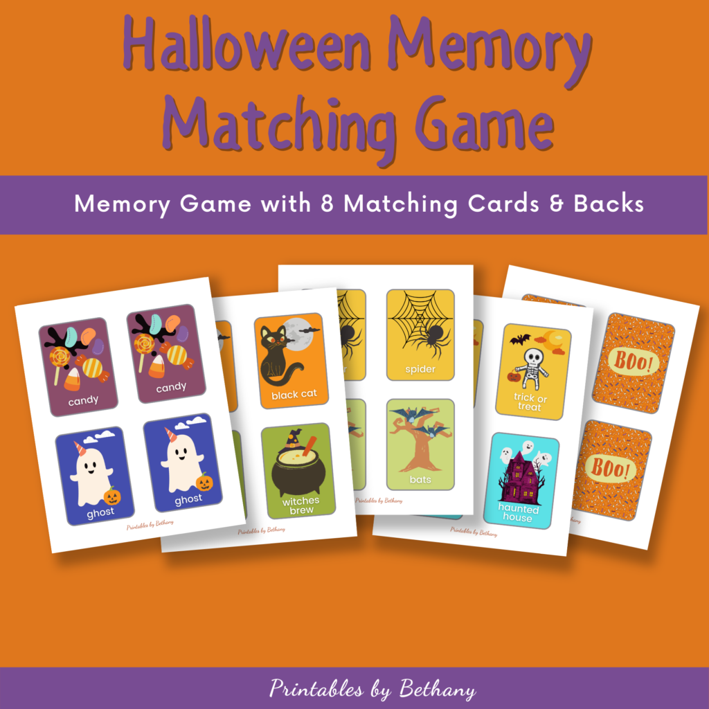 Halloween Memory Matching Game for Kids - Made By Teachers