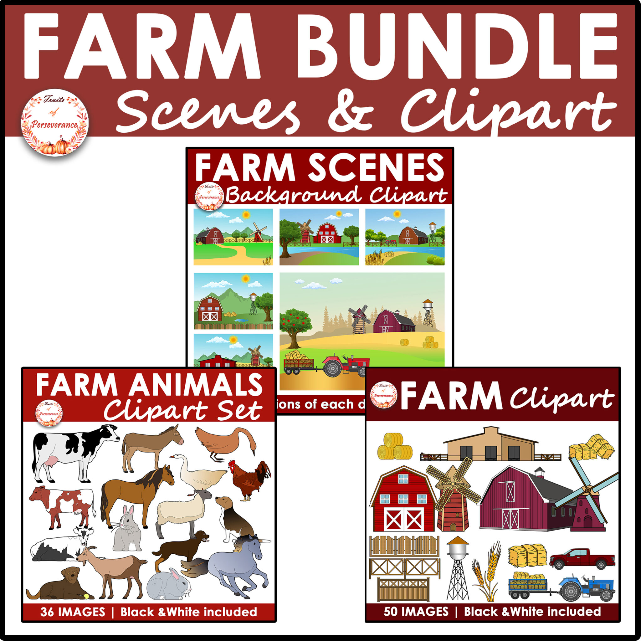 Farm Backgrounds and Clipart Bundle | Made By Teachers