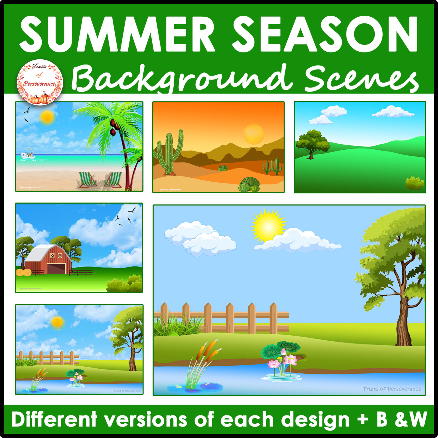 Summer Background Scenes Clipart | Made By Teachers