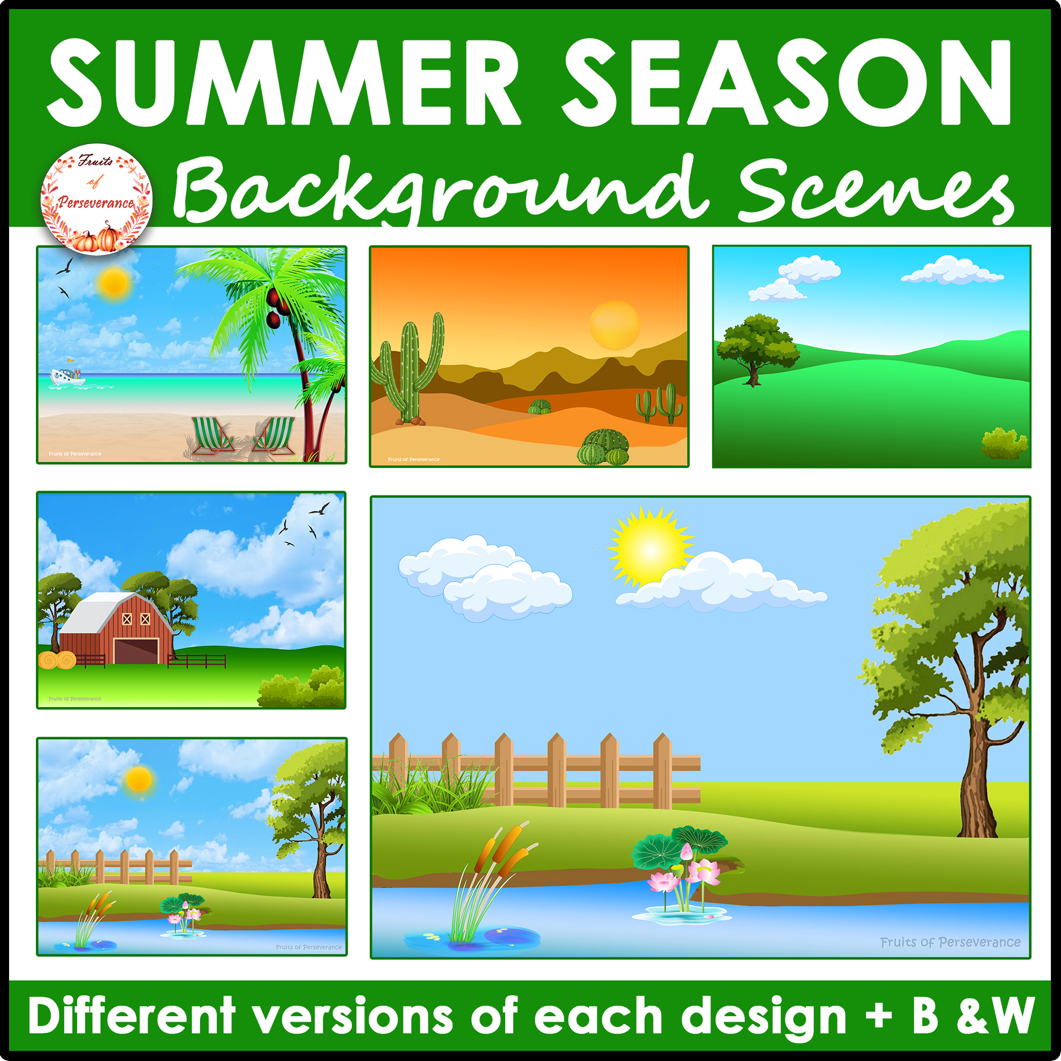 Summer Background Scenes Clipart | Made By Teachers