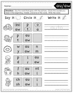 Vowel Team Diphthong AW AU Word Work Activities | Made By Teachers