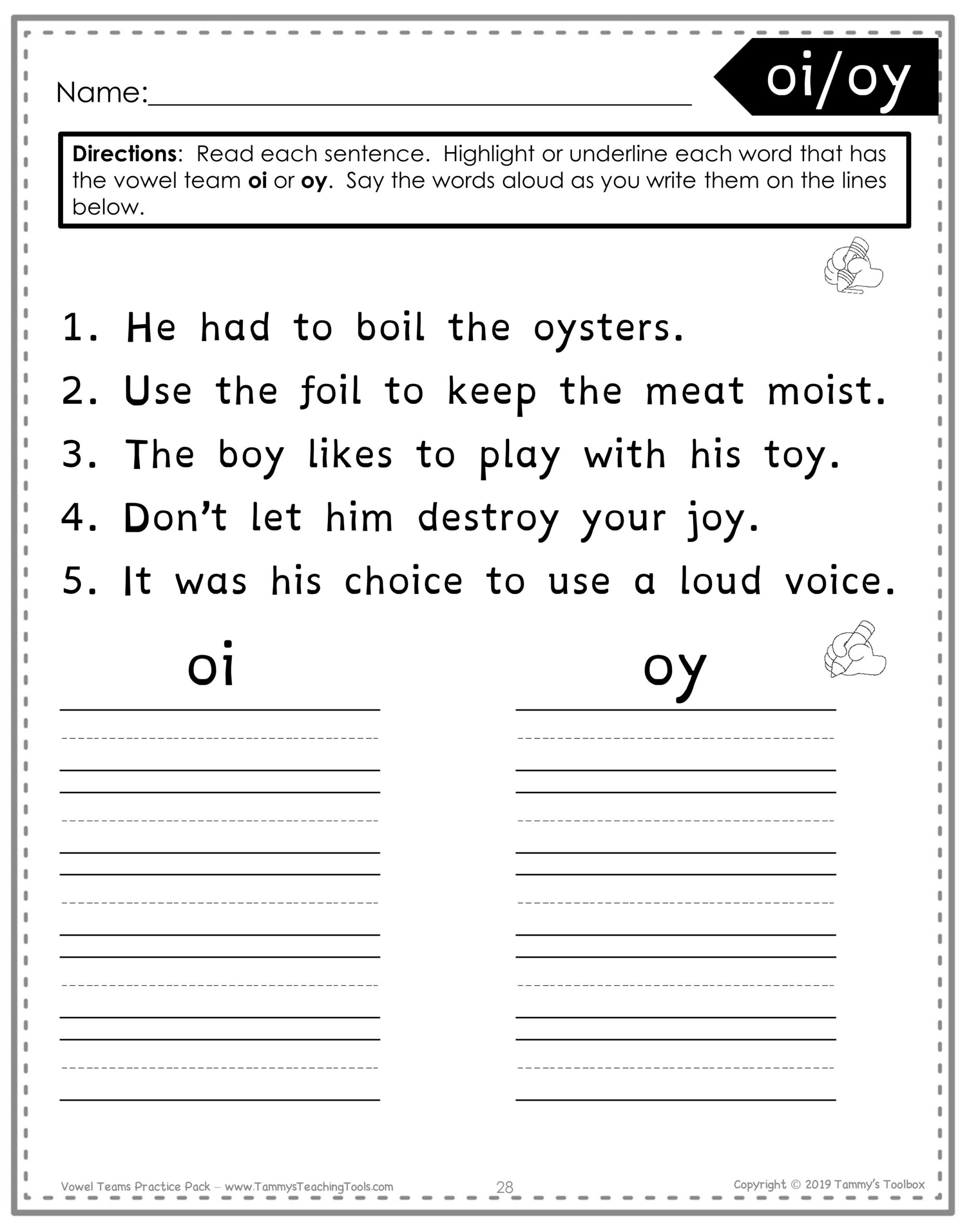 Ou Ow Diphthong Worksheets