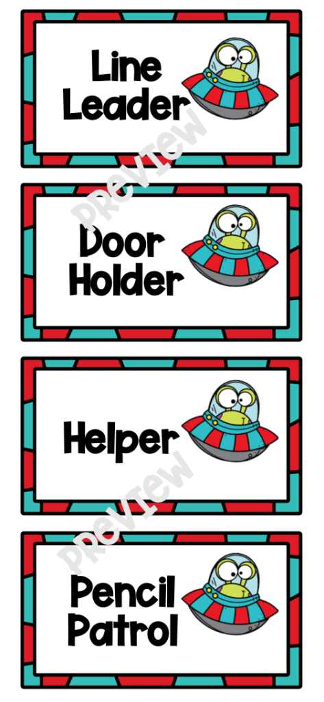 Classroom Helper Job Cards Space - Made By Teachers
