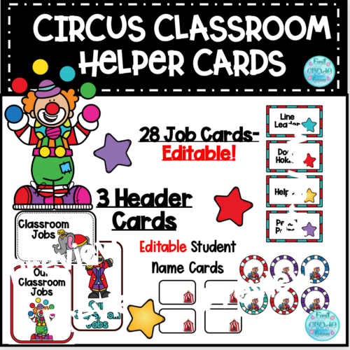 Classroom Helper Job Cards Circus - Made By Teachers