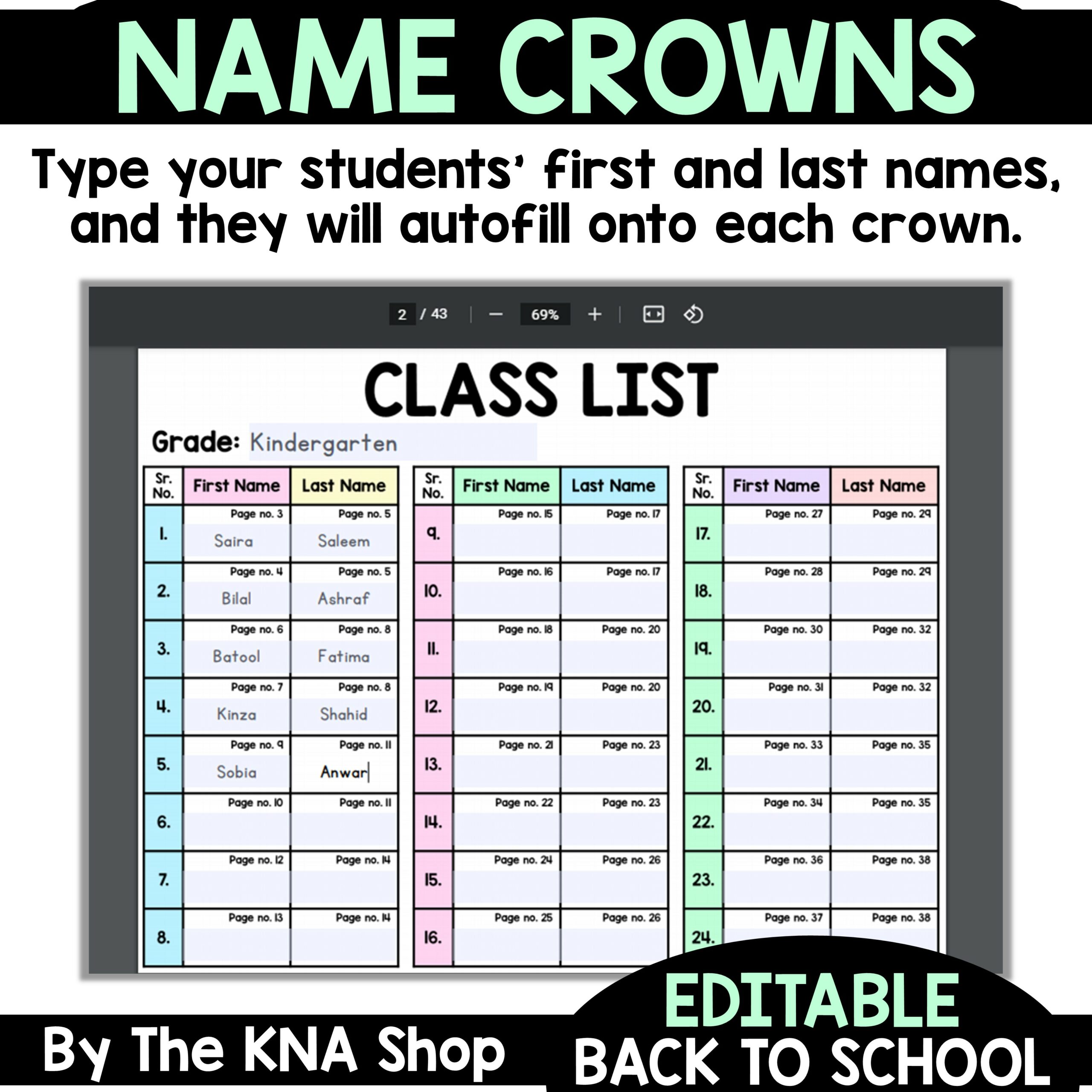 Name Crowns Welcome Back to School | Made By Teachers