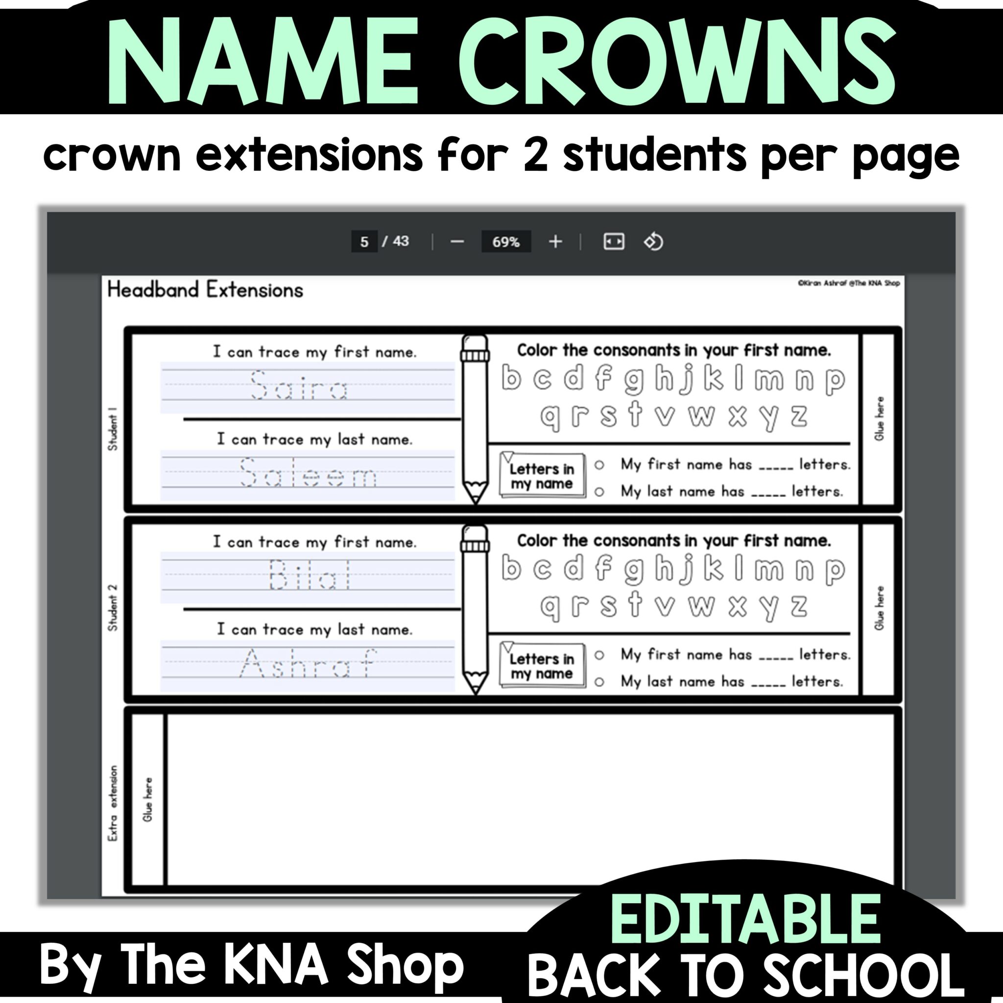 Name Crowns Welcome Back to School | Made By Teachers