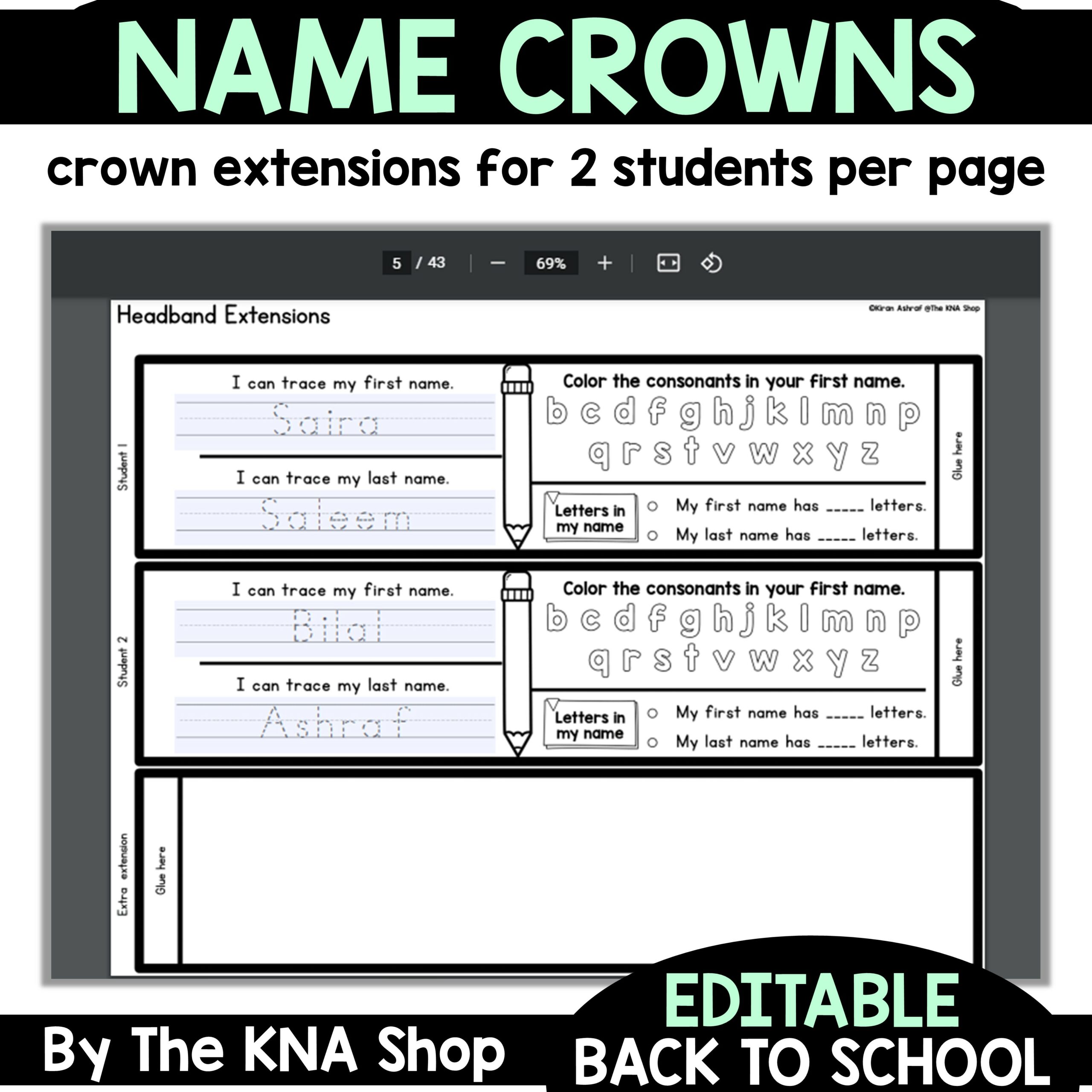 Name Crowns Welcome Back to School | Made By Teachers