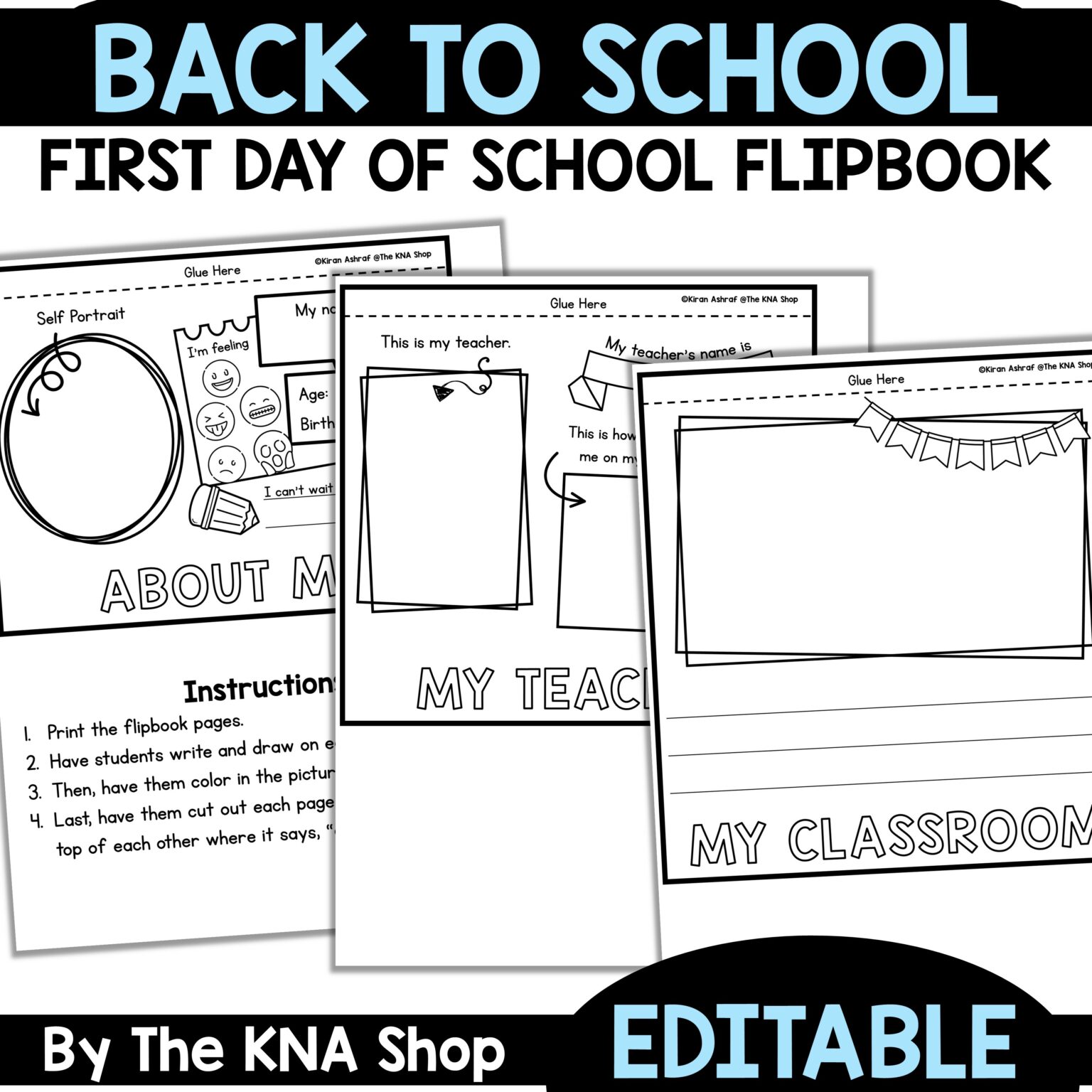 First Day of School Activities Flipbook Editable - Made By Teachers