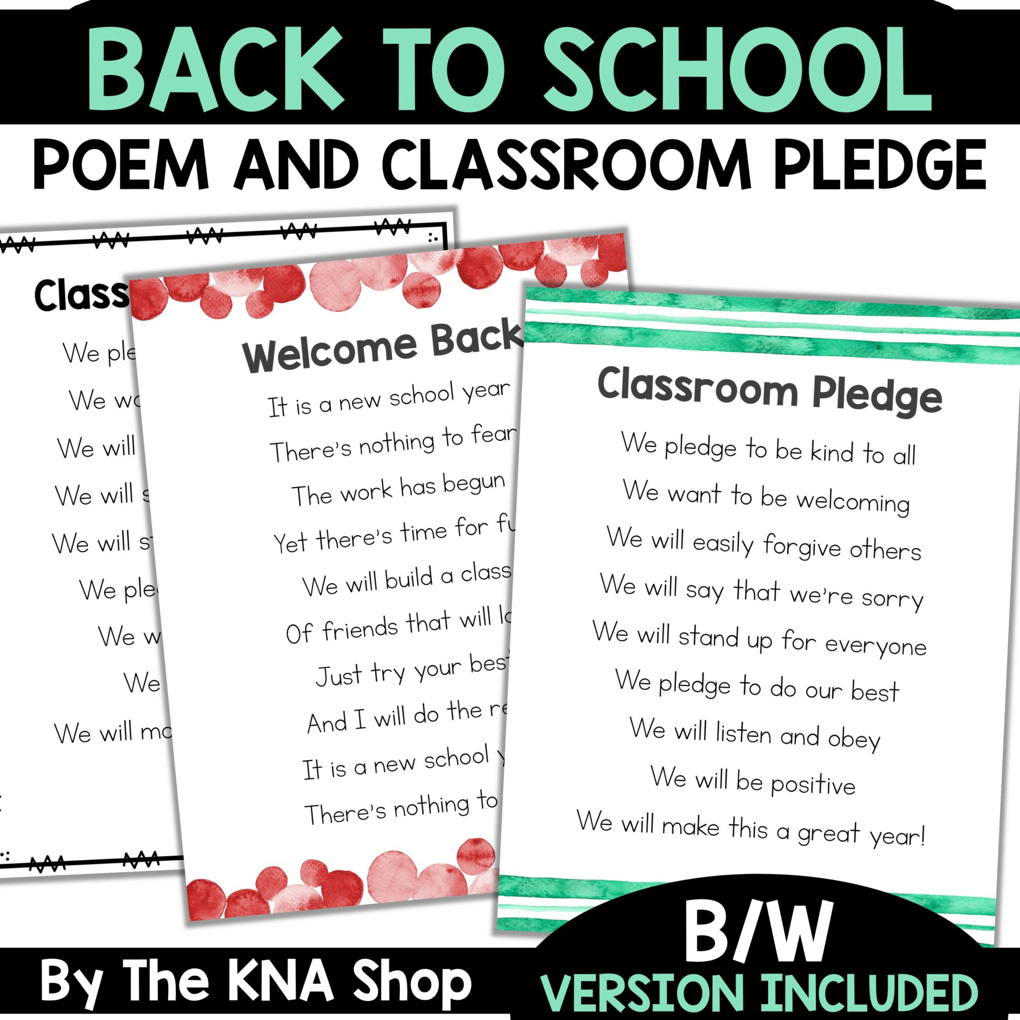 Welcome Back to School Poem and Classroom Pledge | Made By Teachers