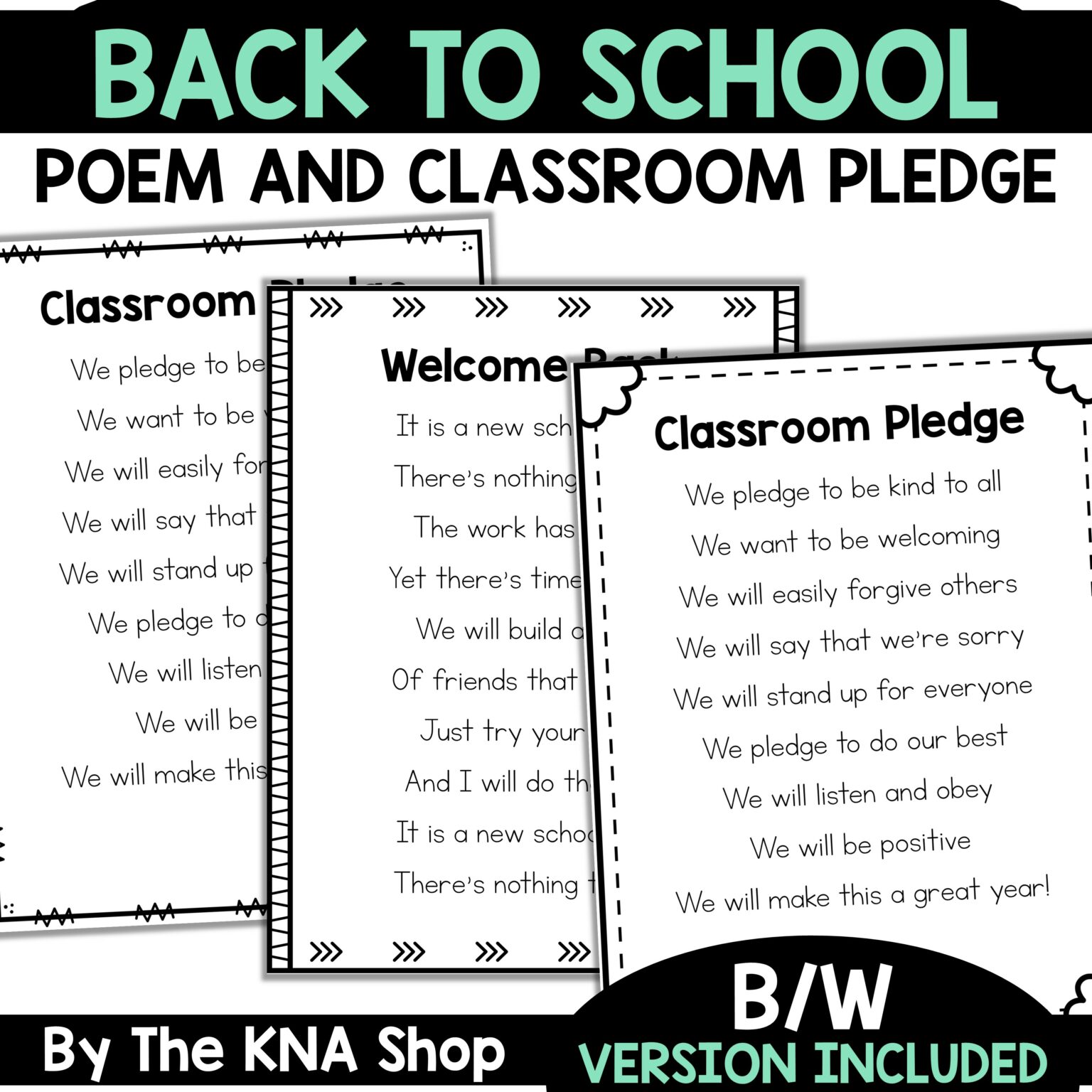 Welcome Back to School Poem and Classroom Pledge | Made By Teachers